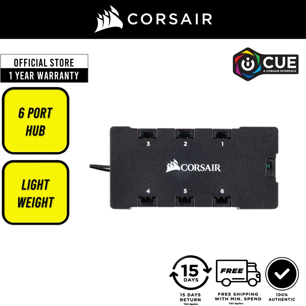 CORSAIR RGB Fan LED Hub 6 Ports (CO-8950020) iCUE | Shopee Malaysia
