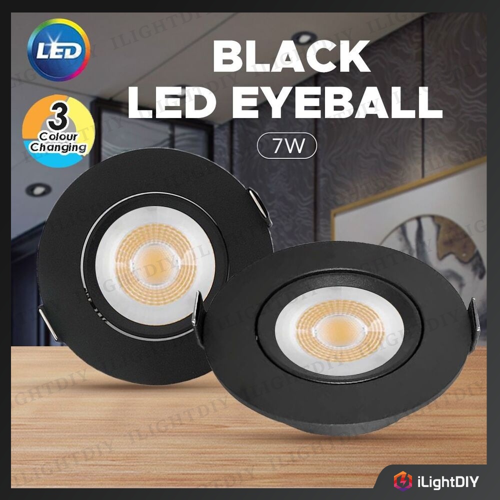 7W BLACK/WHITE LED EYEBALL 7W COB LED BLACK/WHITE FRAME RECESSED ...
