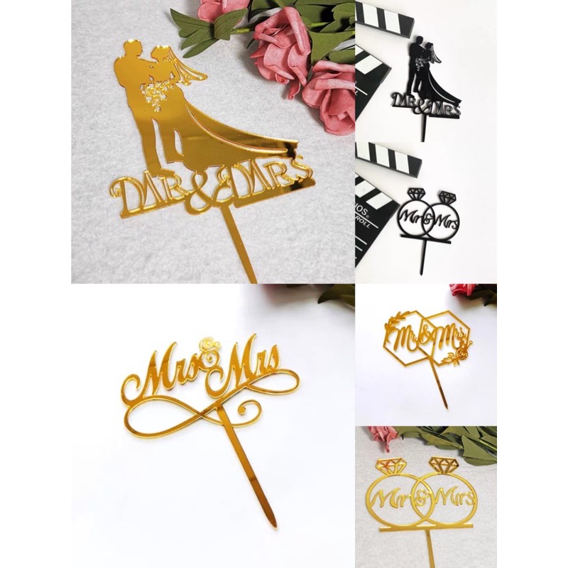 Acrylic Cake Topper Decoration | Wedding Engaged Mr&Mrs Topper Cake ...