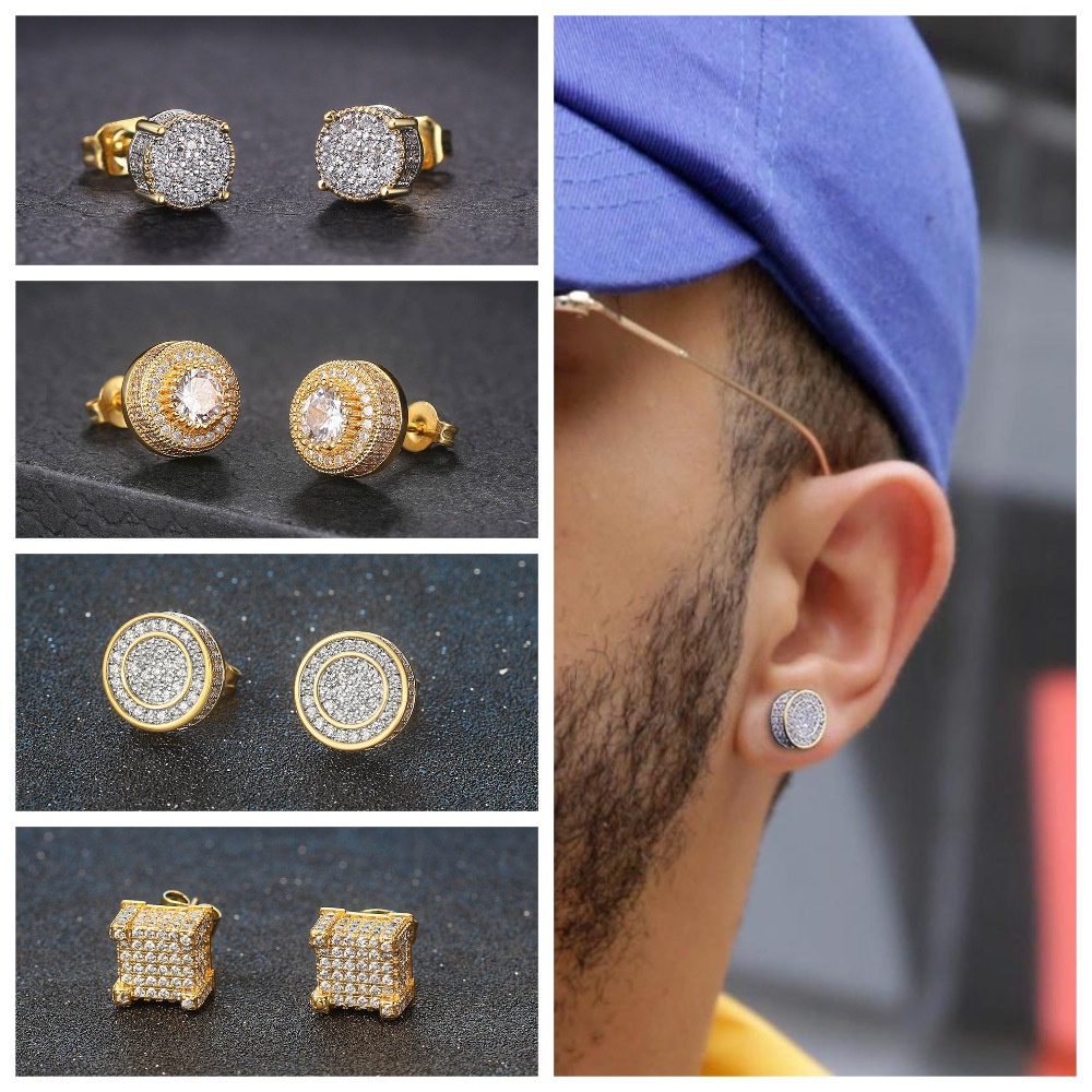 Anting Anting Lelaki Men Cool Punk Earing Hip Hop Iced Out Full Zircon ...