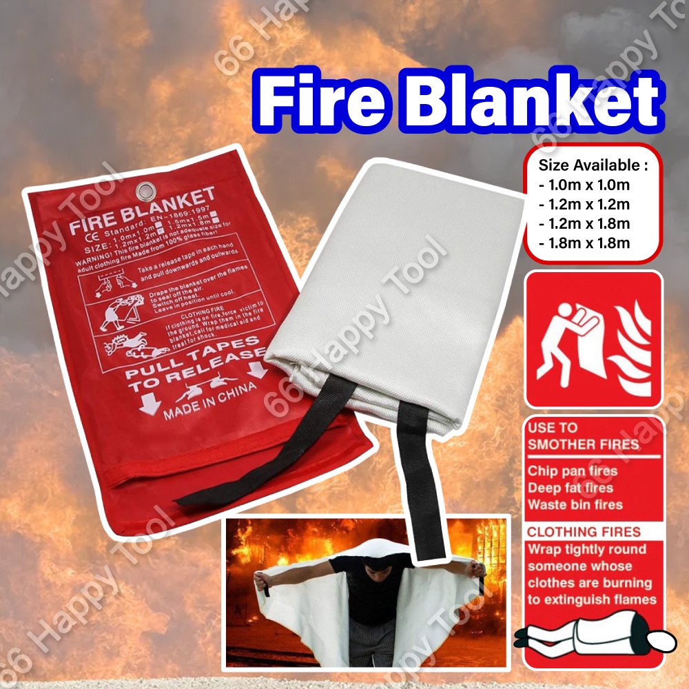 Fire Blanket Fiberglass Safety Cover Emergency Survival Flame Retardant ...