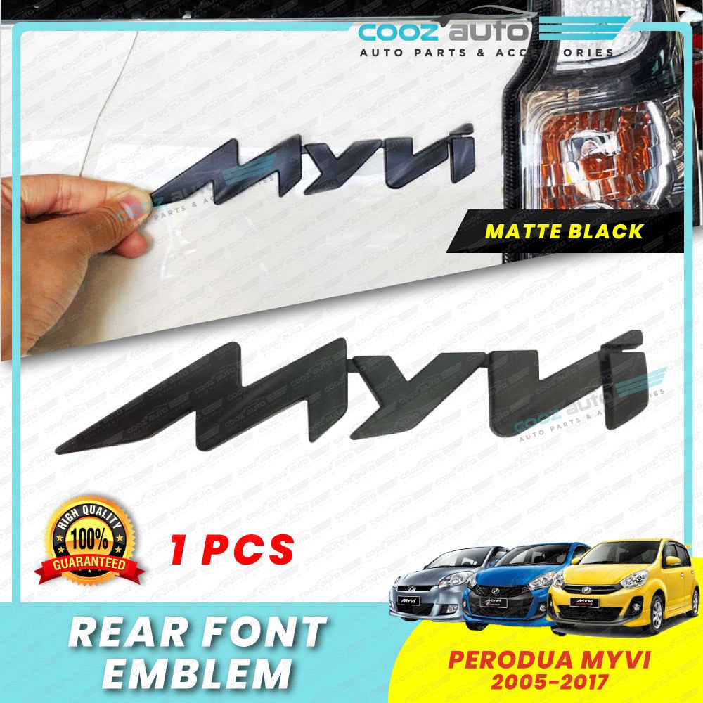 Perodua Myvi 2005 - 2017 Car Logo Rear Font Emblem Matt Black | Shopee ...