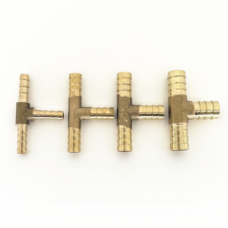 T-Shape Brass Tee Barb Hose Fittings 6mm 8mm 10mm 12mm 3 Way Hose Tube ...