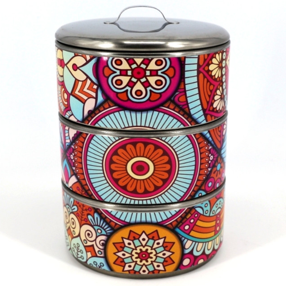 Standard Designer Tiffin Carrier/12cm, 3 Tiers Tiffin/Mangkuk Tingkat ...