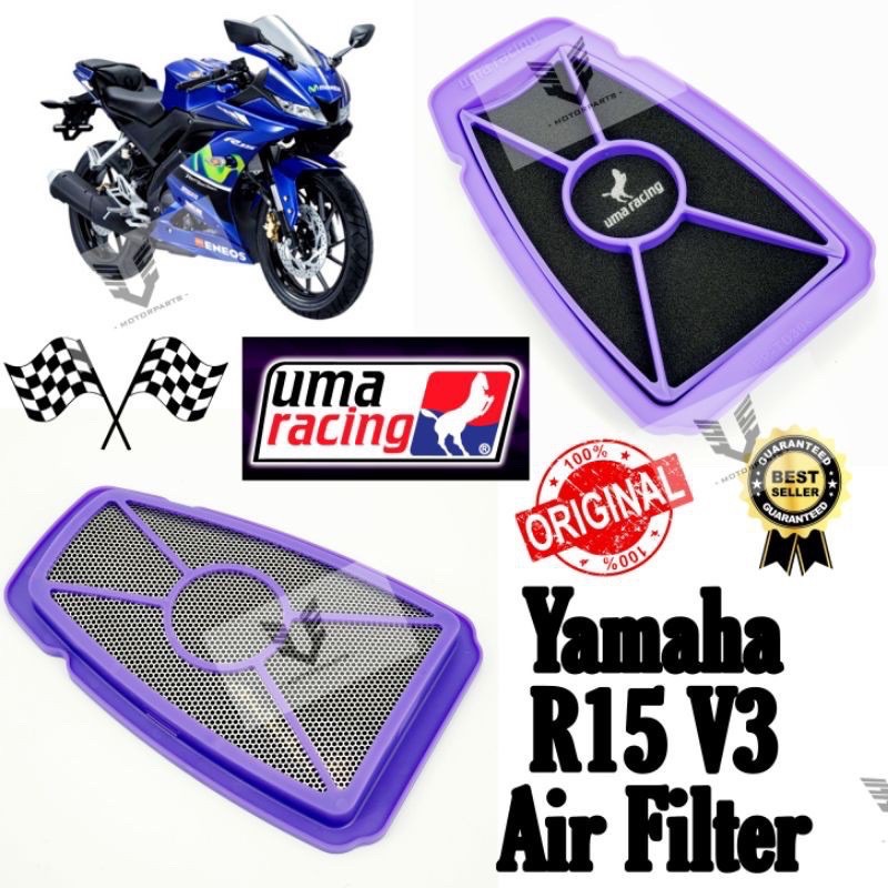 Yamaha R15 V3 Genuine Uma Racing Air Filter Dual Kit R15V3 Uma High ...