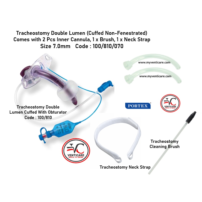 PORTEX TRACHEOSTOMY DOUBLE LUMEN CUFFED NON FENESTRATED CODE : 100/810 ...