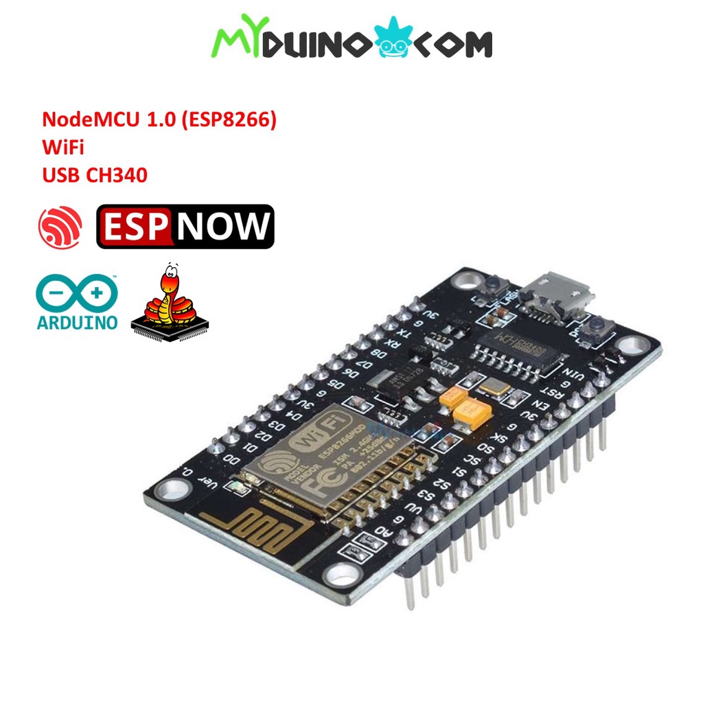 NodeMCU 1.0 ESP8266 Arduino Micropython WiFi Development Board CH340 USB Driver aka Lolin V3 ...