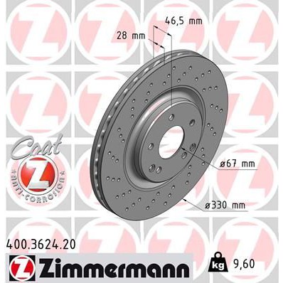 Mercedes Zimmermann Sport Front Brake Disc 2034211312 Sport W203 (1Pair ...