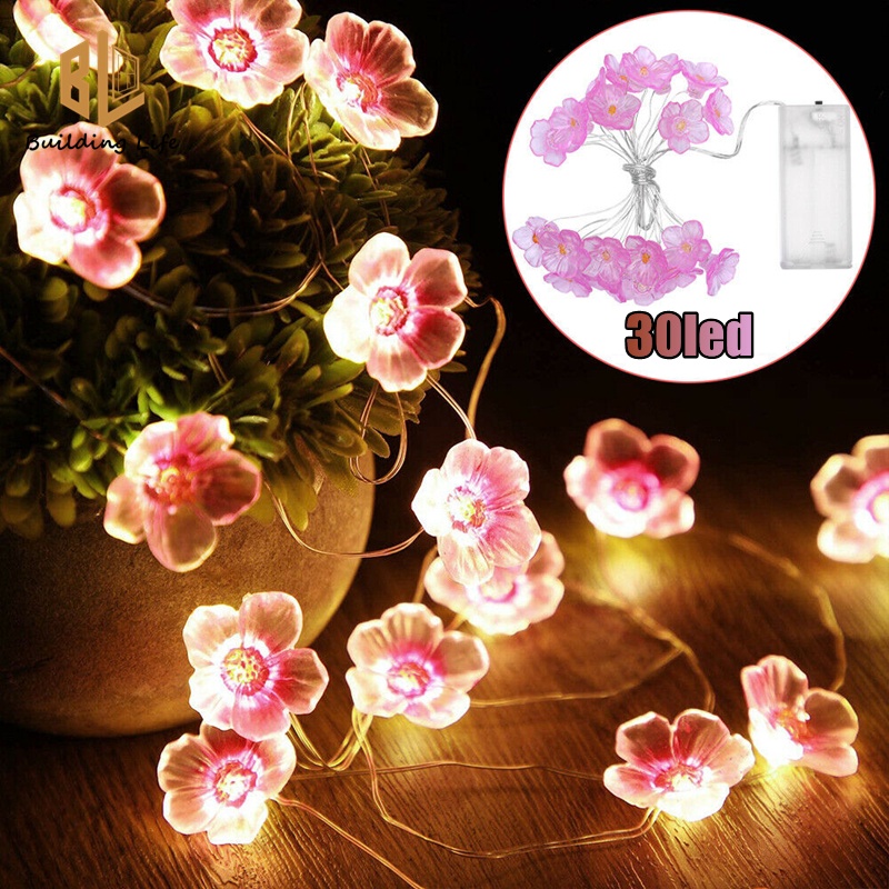 30 LED Fairy String Light Cherry Blossom Battery Operated Flower Lights ...