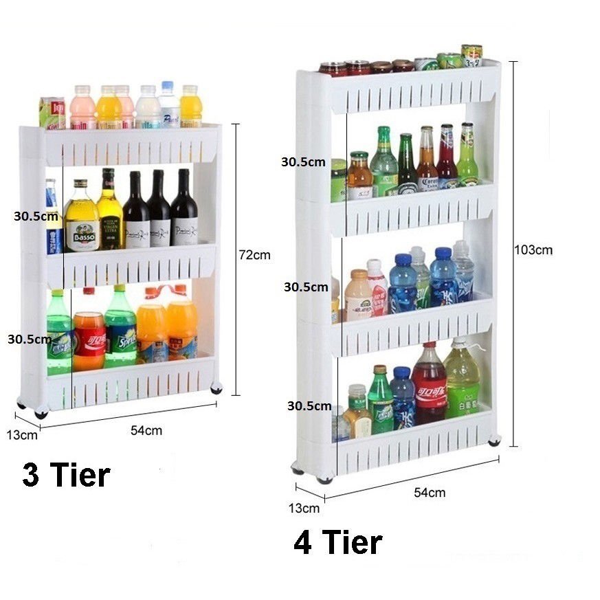 3 / 4-Tier Slim Movable Space Saver Kitchen Rack / SPice Rack kitchen ...