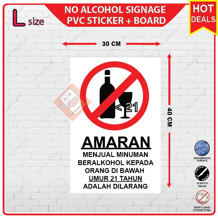 No Alcohol Untuk 21 Umur Kebawah Signage Amaran Signage ⛔ (Sticker Only ...