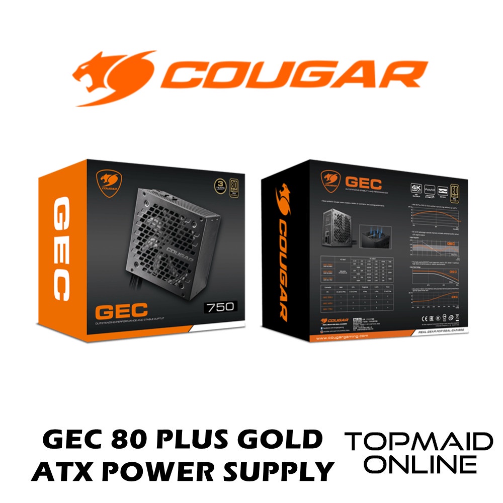 COUGAR GEC 650W / 750W 80 PLUS GOLD NON MODULAR ATX POWER SUPPLY ...