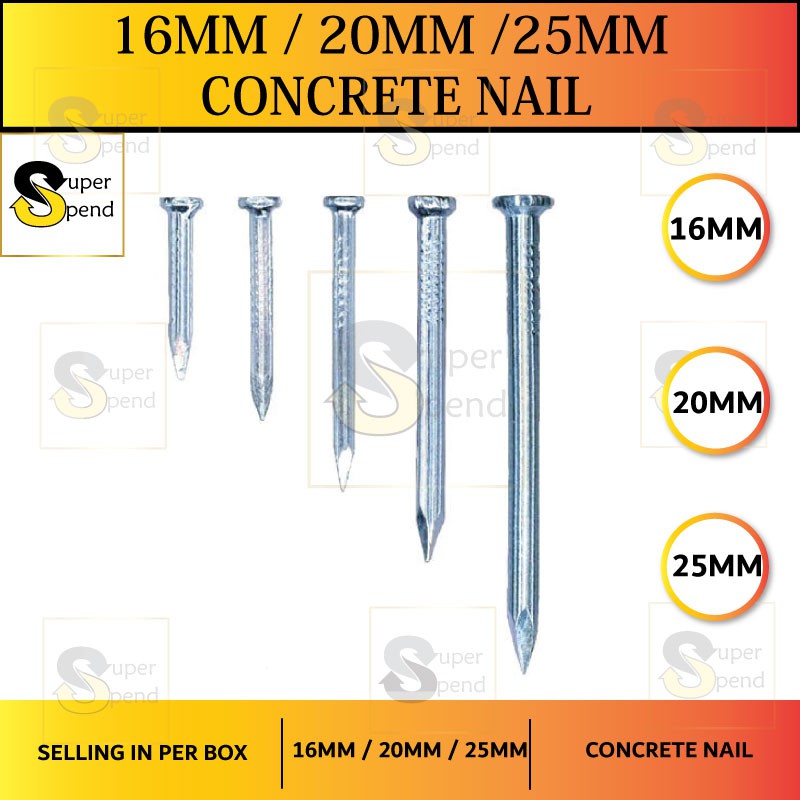[ 16mm / 20mm / 25mm ] Concrete Nail Paku Dinding Paku Simen | Shopee ...