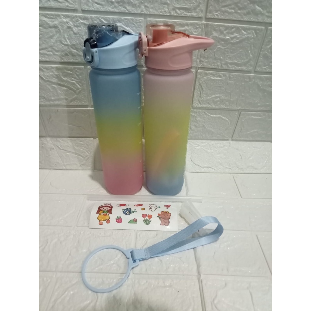 1 liter Motivational Viral Bottle Gradation Drinking Bottle Pastel ...