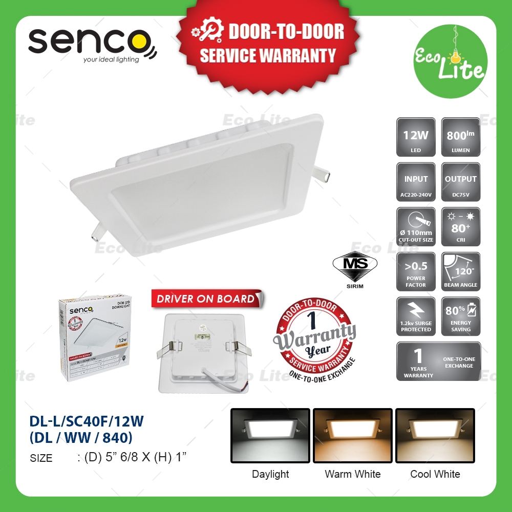 SENCO SC40F 12W/18W 4"/6" SQUARE DOB LED DOWNLIGHT [SIRIM CETIFICATED] | Shopee Malaysia