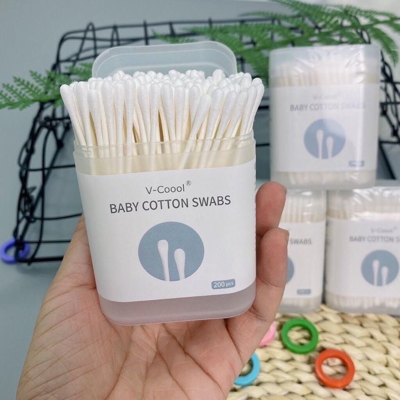 Vcoool antibacterial children's cotton swabs (box of 200 paper core ...