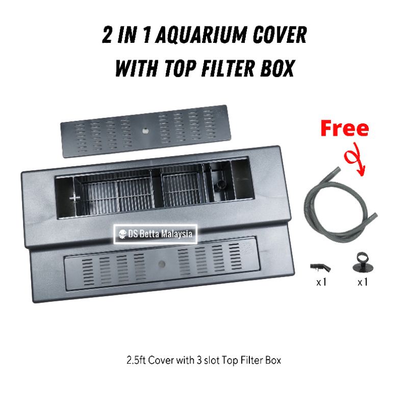 2in1 Aquarium Cover with Top Filter Box [build in] for media / pump ...