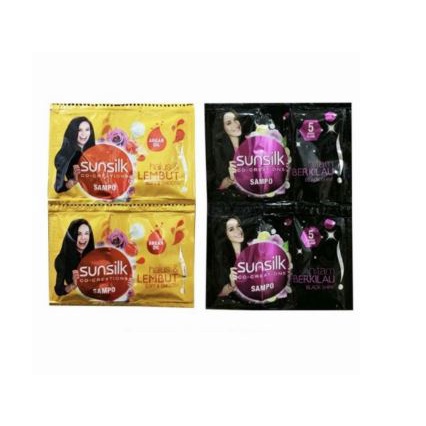 HITAM Sunsilk Sun Silk Sachet Shampoo Black And Yellow Shampoo 24pcs ...