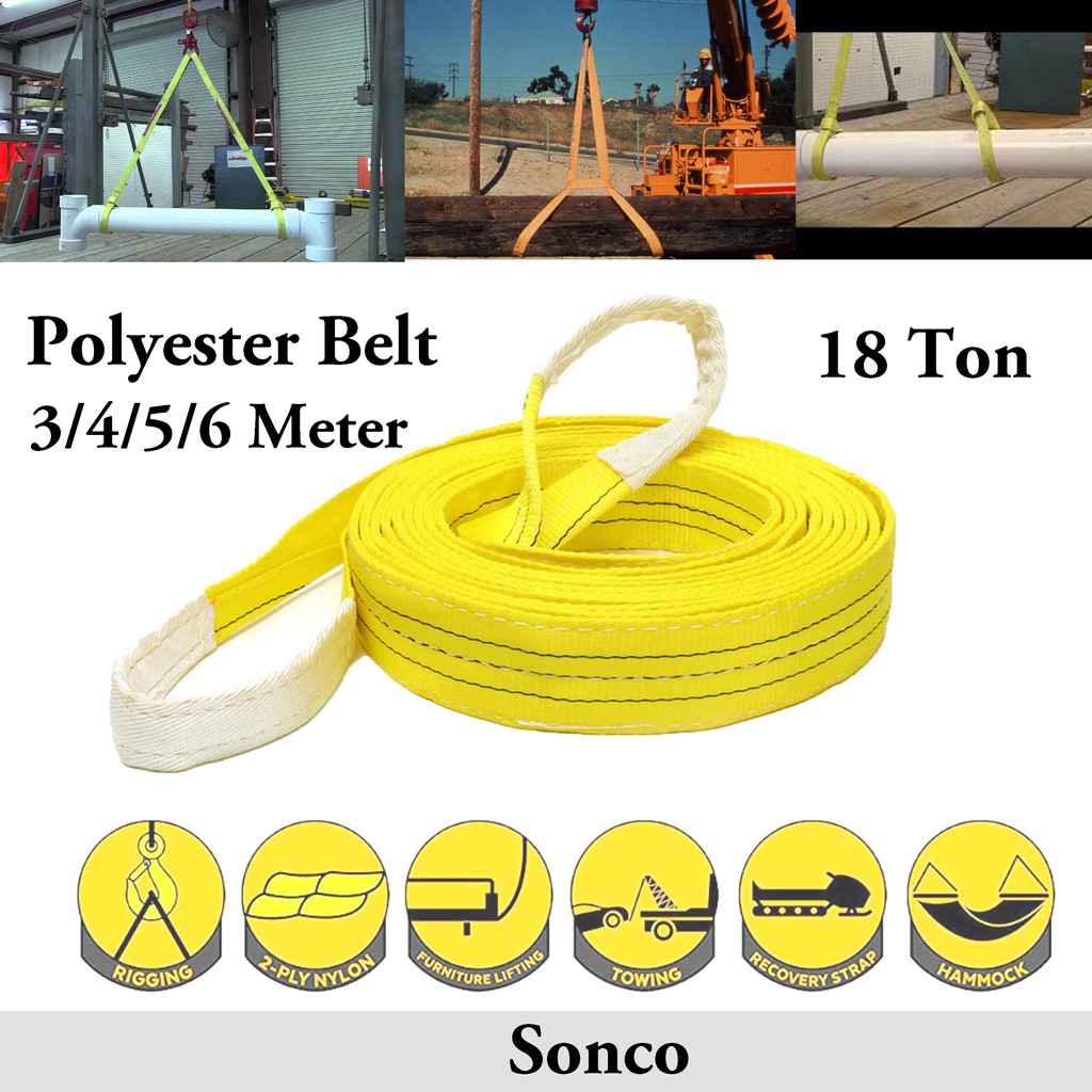 3 Ton Lifting Sling Pull Load Belt Sturdy & Durable Polyester Strap ...