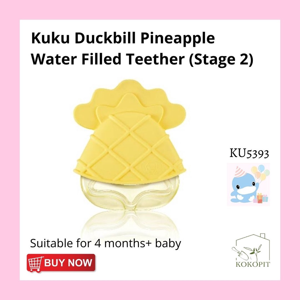 👶4 Months+👶 Kuku Duckbill Pineapple Water Filled Teether Stage 2 (KU5393) | Shopee Malaysia