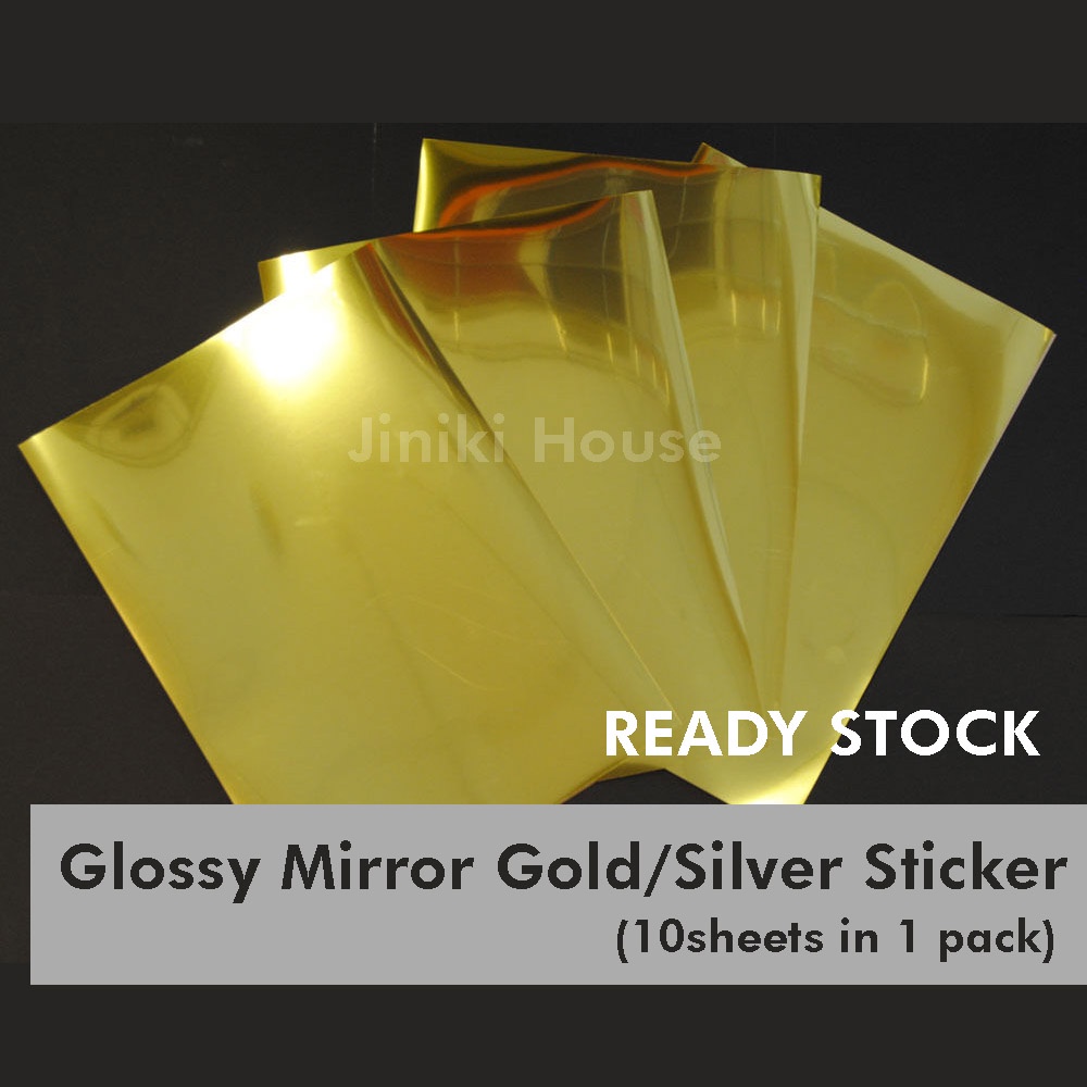 Glossy Mirror Gold/Silver Stripes Rosegold/Silver Sticker A4 Ready ...