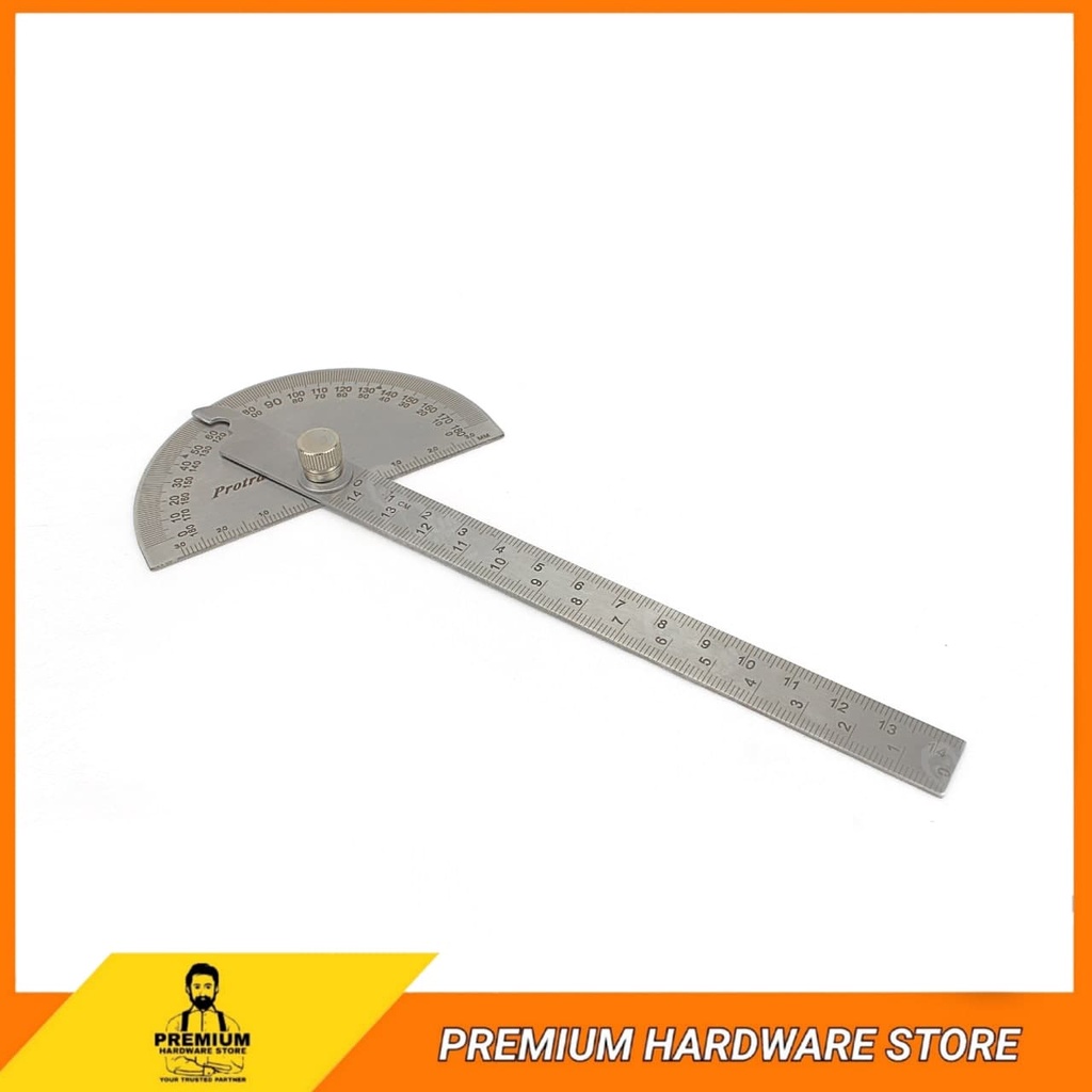 ANGLE RULER PROTRACTOR 100MM Stainless Steel 0-180° Degrees Rotation ...
