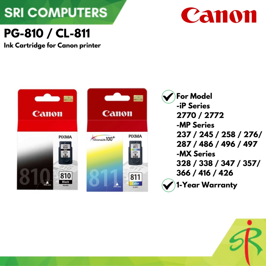 Canon PG-810 Black / CL-811 Colour Genuine Ink Cartridge (1-YEAR ...