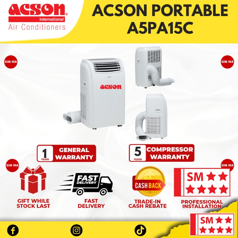 ACSON 1.0HP 1.5 HP Portable Air Conditioner Aircond Elite Series MOVEO ...