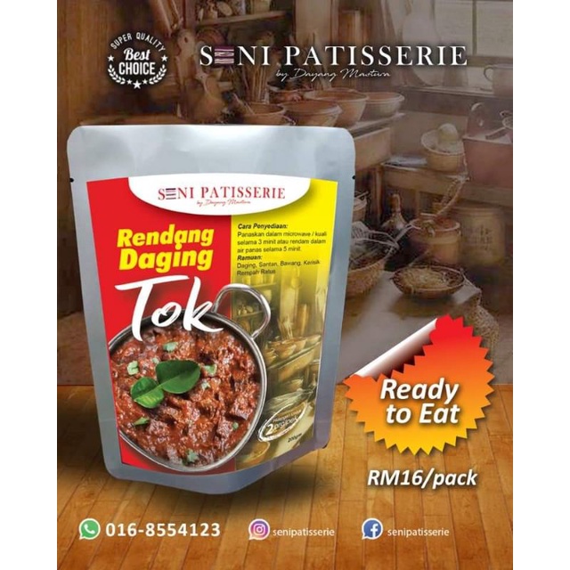 Rendang Daging Tok Seni Patisserie (Sedia untuk dimakan) | Shopee Malaysia