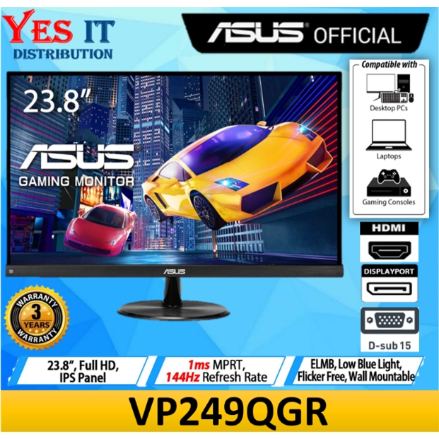 ASUS VP249QGR 23.8” FHD IPS Gaming Monitor - 144Hz 1ms FreeSync Extreme ...