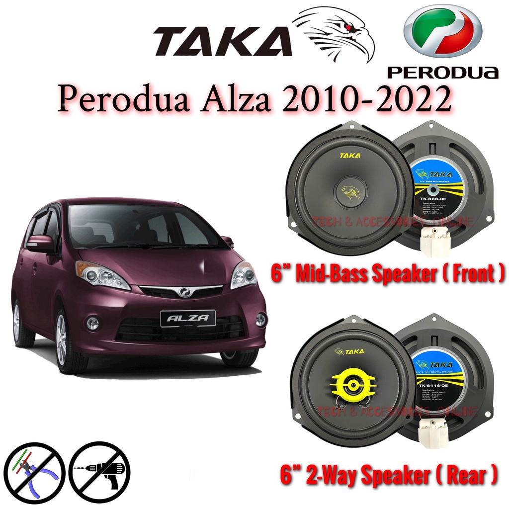 TAKA PERODUA Plug & Play OEM Speaker 2-WAY and MIDBASS Suitable for ...