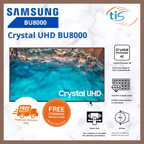 SAM-UA85BU8000 | Samsung 85 inch BU8000 Crystal UHD Smart TV (2022) | Shopee Malaysia