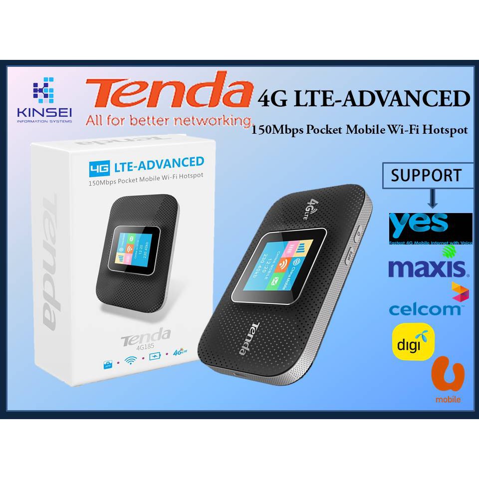 Tenda 4G185 4G LTE Advanced Portable Wireless WiFi Modem Router MiFi WEBE UNIFI | Shopee Malaysia