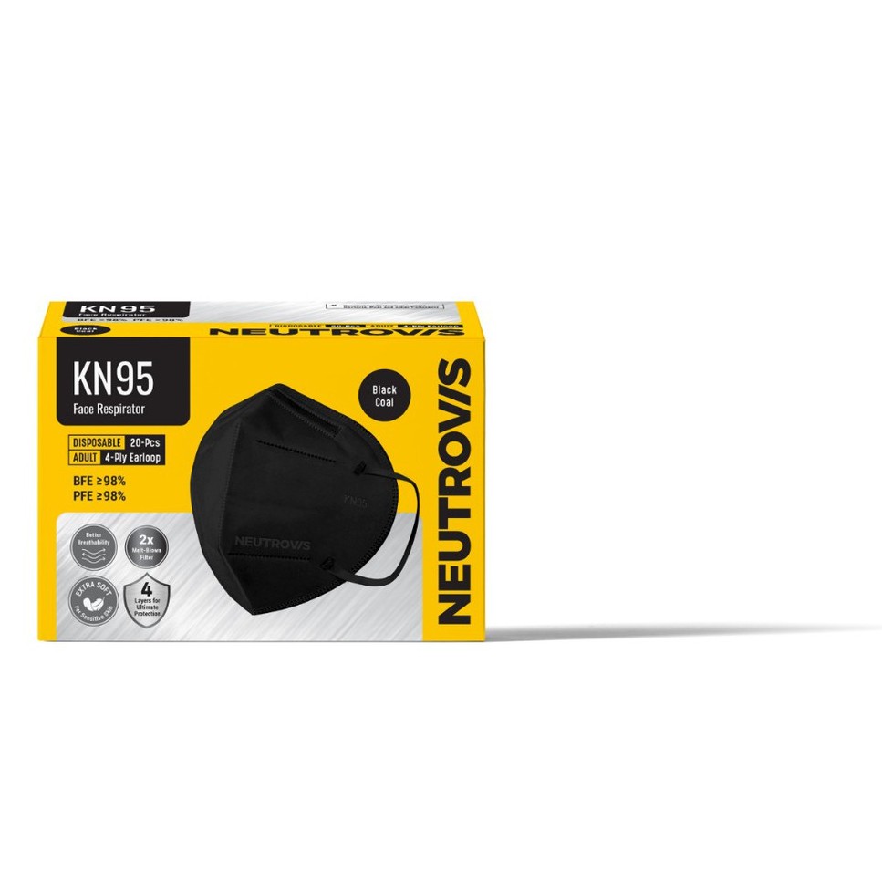 Neutrovis KN95- Black Coal Face Respirator (20 Sheets) | Shopee Malaysia