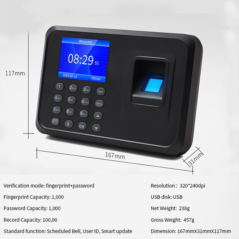 TOP SELLING HOMIE Biometric Fingerprint Attendance Machines Absence Punch Card Thumbprint ...