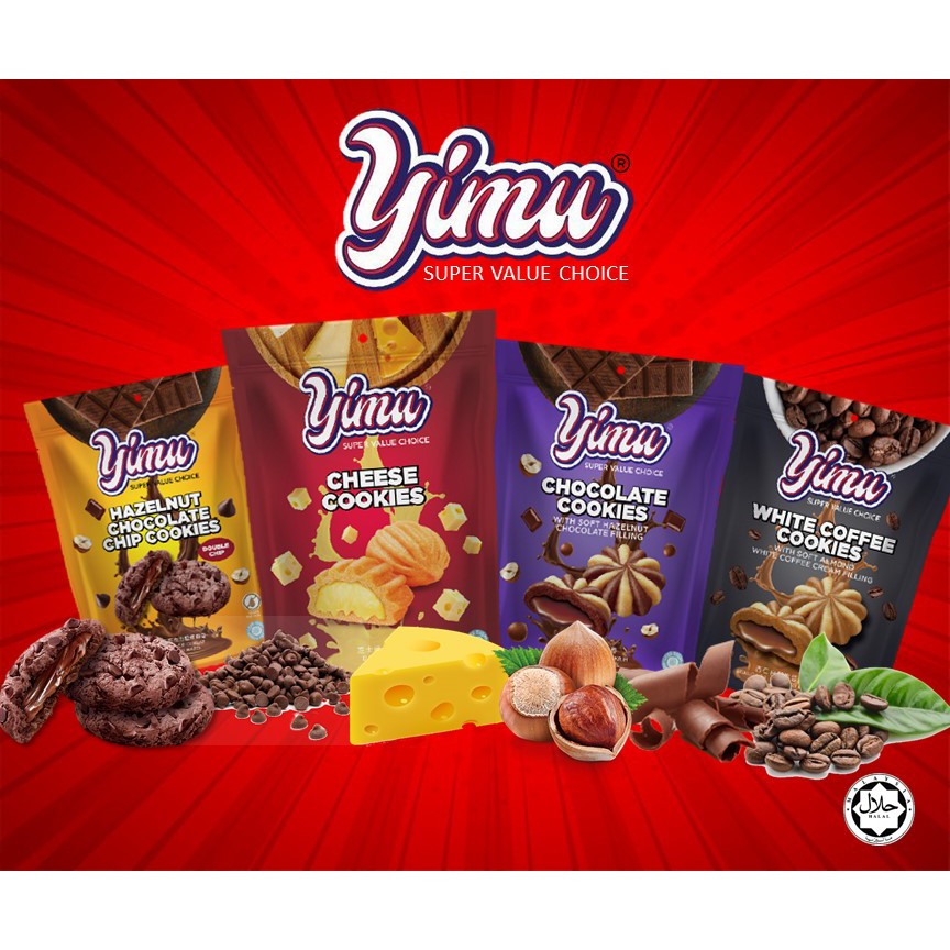 Yimu Premium Cookies 80g (Chocolate/White Coffee/Hazelnut/Cheese) | Shopee Malaysia
