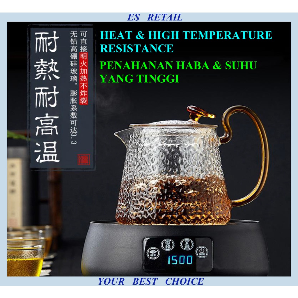 Teapot with strainer Glass jug Borosilicate glass teapot Hammer tea pot ...