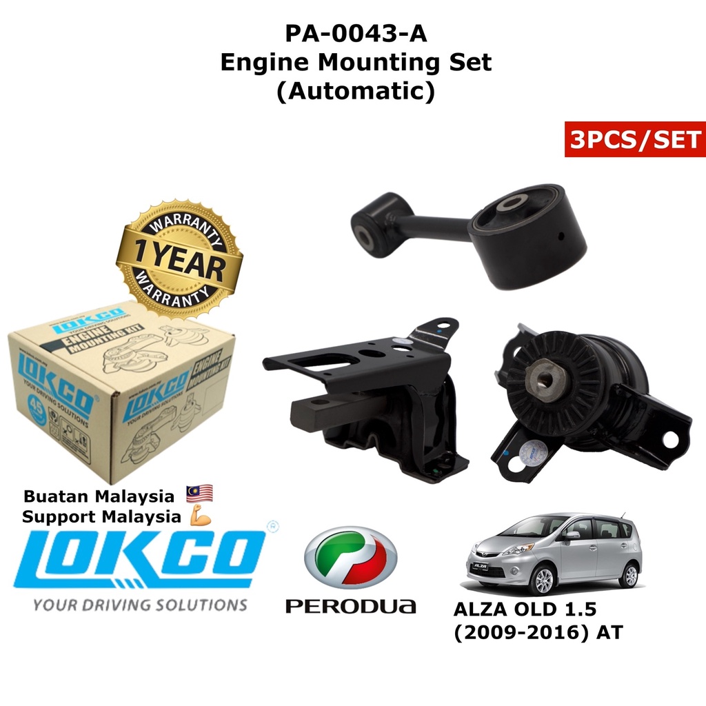 LOKCO ENGINE MOUNTING SET(3PCS) FOR PERODUA ALZA 1.5 09-16 (AUTOMATIC ...