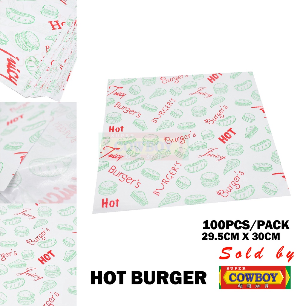 Kertas Pembungkus Burger Pembalut 100pcs Kebab Wrapper Paper Burrito ...