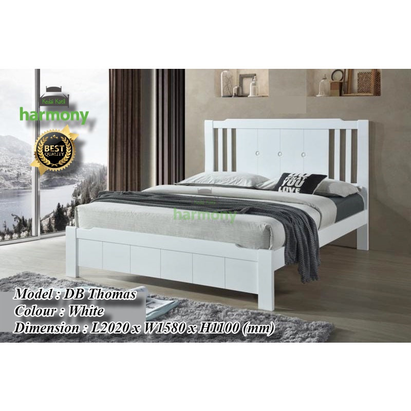 Harmony Thomas Wooden Queen Bed Frame / Solid Wood Queen Bed / Katil ...