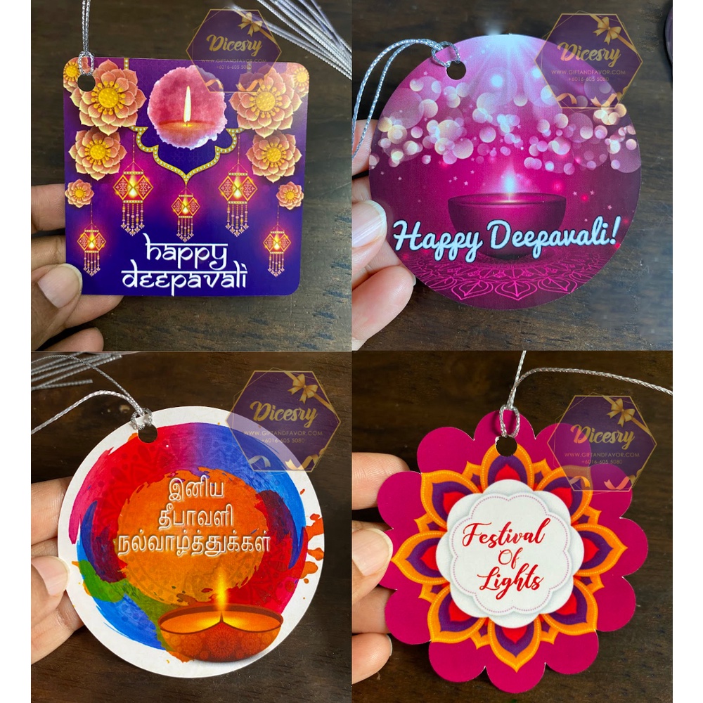 💜 Hanging Tags Deepavali Readymade / Deepavali Tags (FREE Random color ...