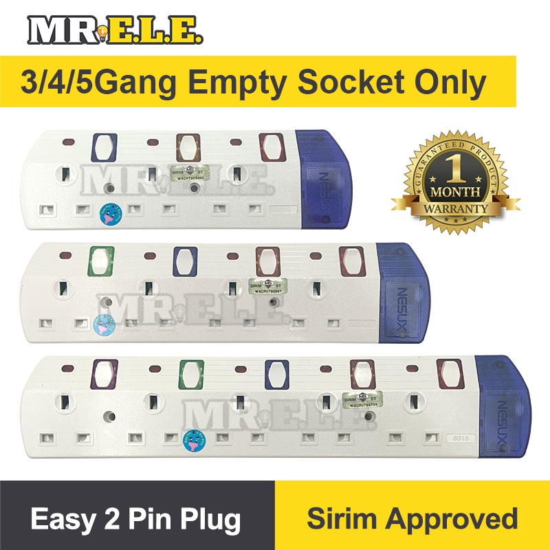 [Sirim] NESUX Empty Socket Only 3/4/5 Gang Extension Trailing Socket ...