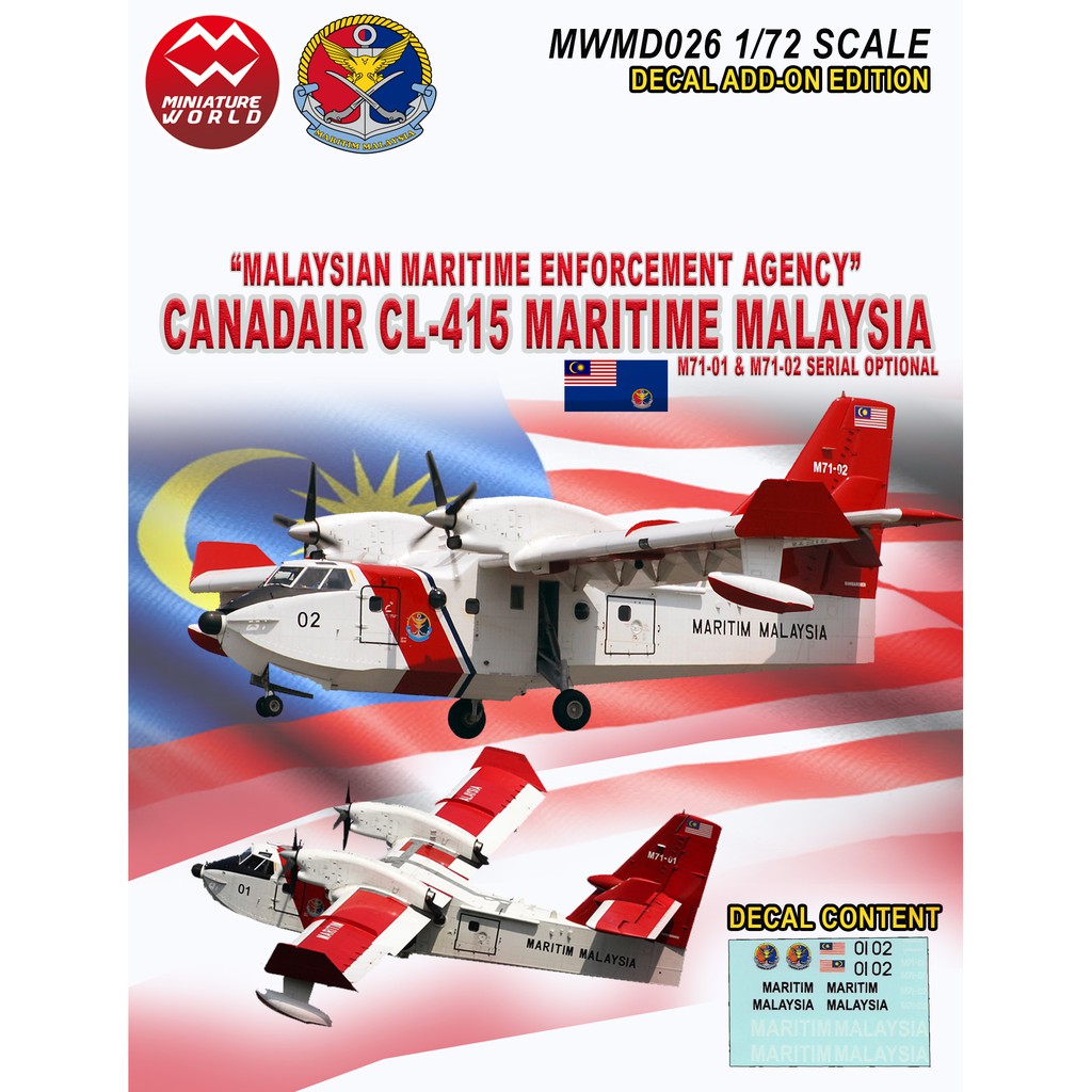 1/72 scale Decal APMM Malaysian Canadair CL-415 | Shopee Malaysia