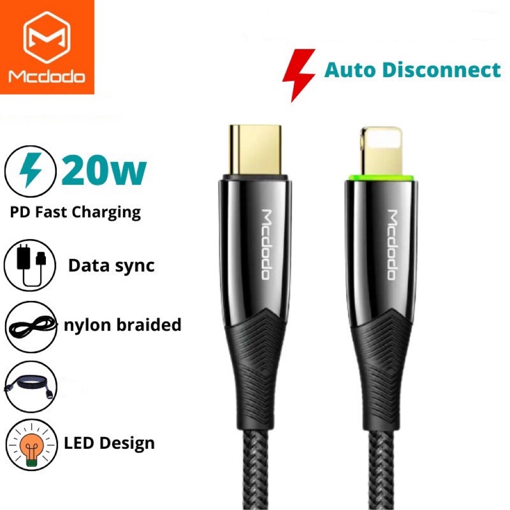MCDODO CA-8560 20W Auto Power Off Type C To IP PD USB Data Cable Super Fast Quick Charging ...