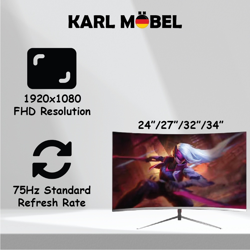 Monitor Curved 22 24 27 32 34 Inch Gaming Monitor LED 75Hz 144Hz 165Hz ...