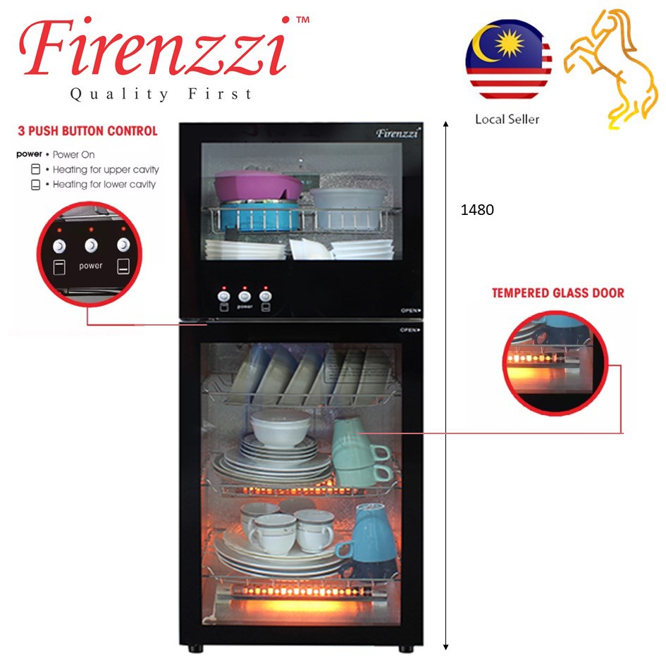 FIRENZZI 348L Dish DISINFECTION CABINET 2 DOORS FD-348 PLATINUM SERIES ...