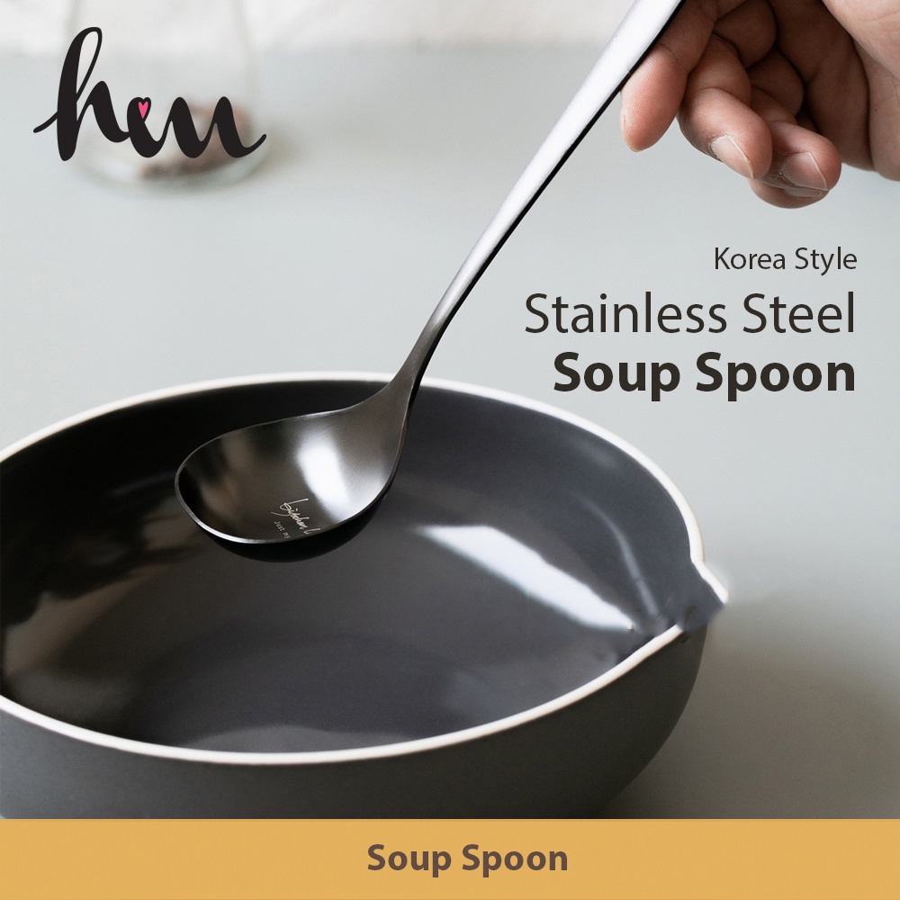 Modern & Elegant Stainless Steel Korea Style Soup Spoon with Long or ...