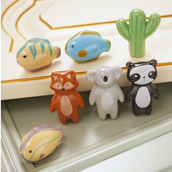 Cartoon Animals Kid'S Ceramic Drawer Furniture Knobs Children Cute Cabinet Pulls Dresser Knob ...