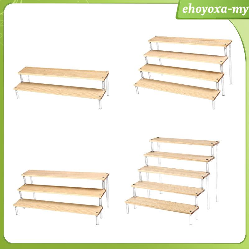 [EhoyoxaMY] Acrylic Display Riser Shelves Wood Shelf Display Organizer ...