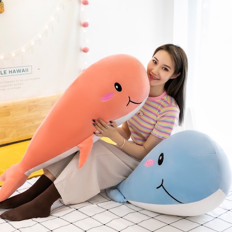 Cute Whale Plush Toys Fluffy Sea Animal Anak Patung Ikan Paus Comel ...